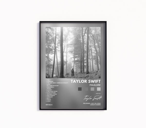 Taylor Swift "Folklore" Album Poster – Rapper Posters