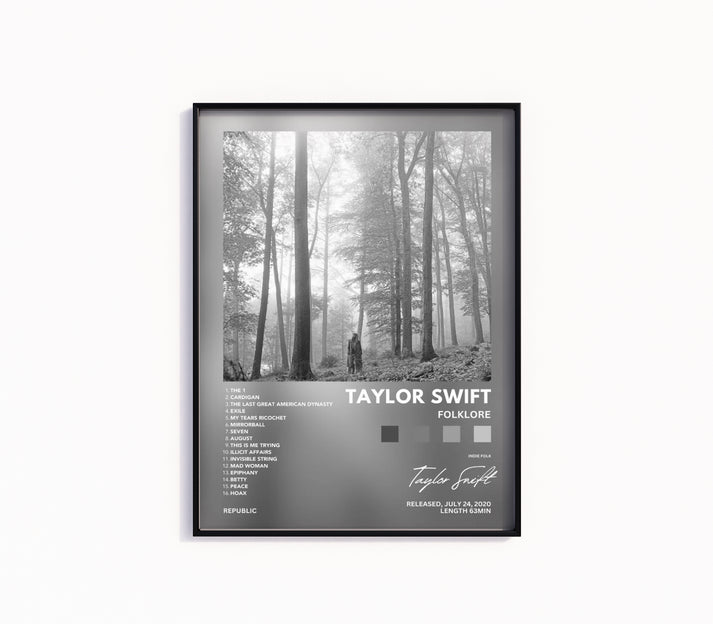 Taylor Swift "Folklore" Album Poster – Rapper Posters