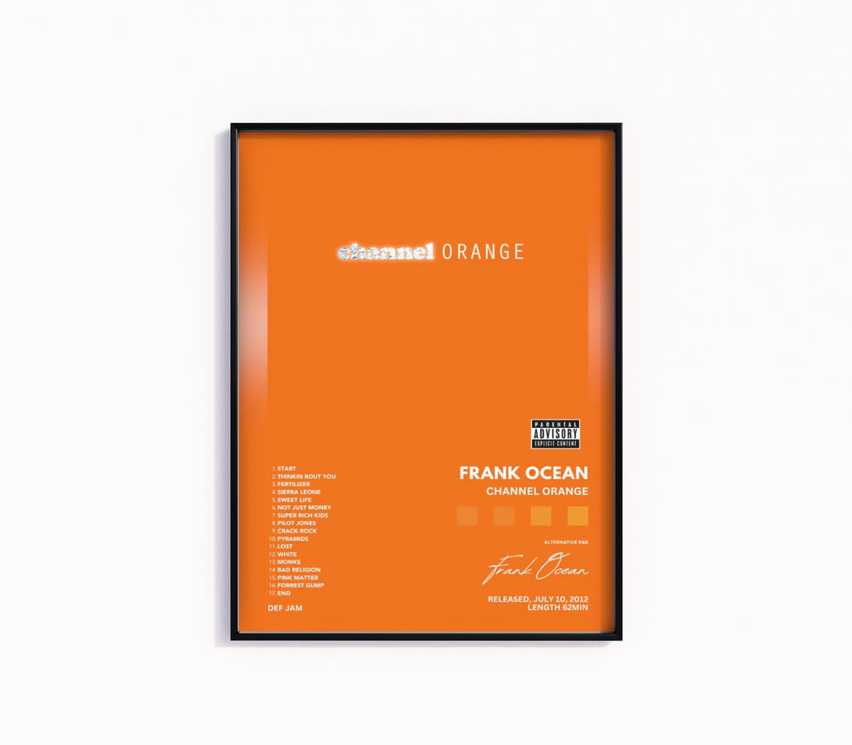 Frank Ocean "Channel Orange" Album Poster – Rapper Posters