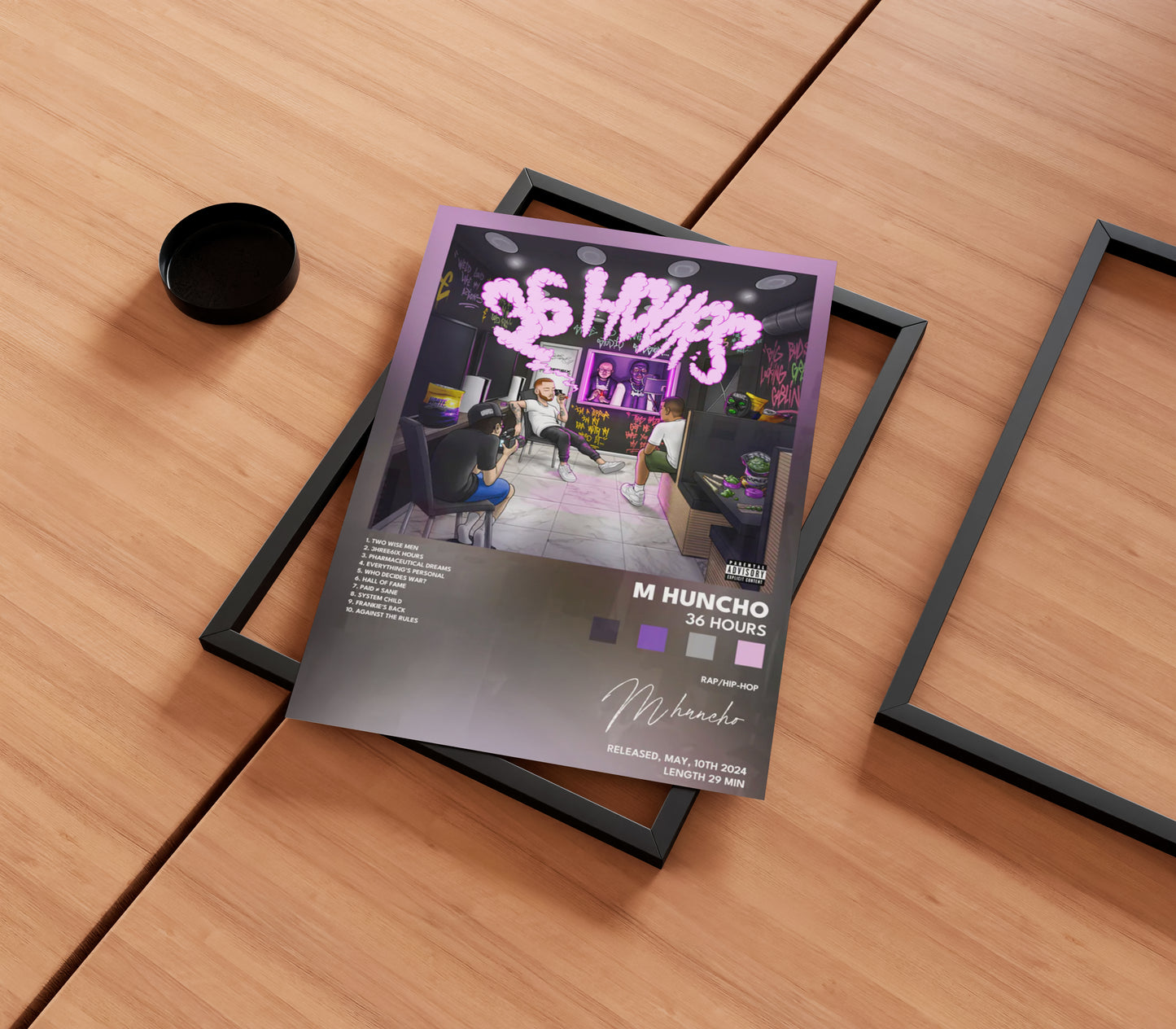 M Huncho '36 Hours' Album Poster – Rapper Posters