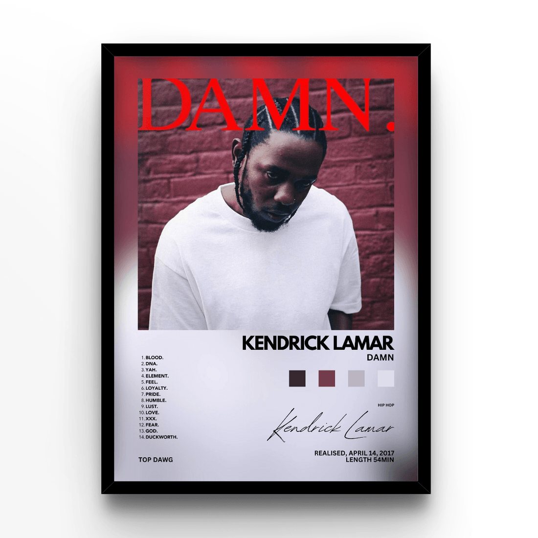 Kendrick Lamar "Damn" Poster Print – Rapper Posters