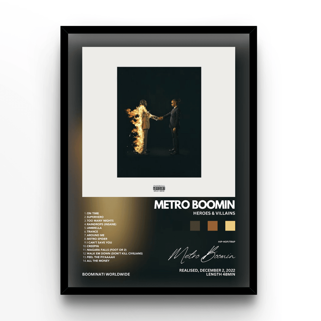 Metro Boomin "Heroes & Villains" Album Poster – Rapper Posters